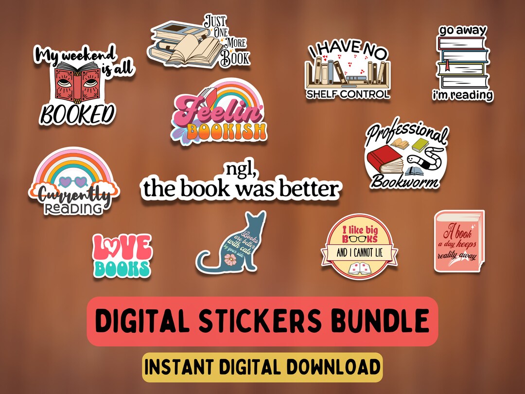Book Lover Digital Stickers Books Digital Sticker Bundle for Planners ...