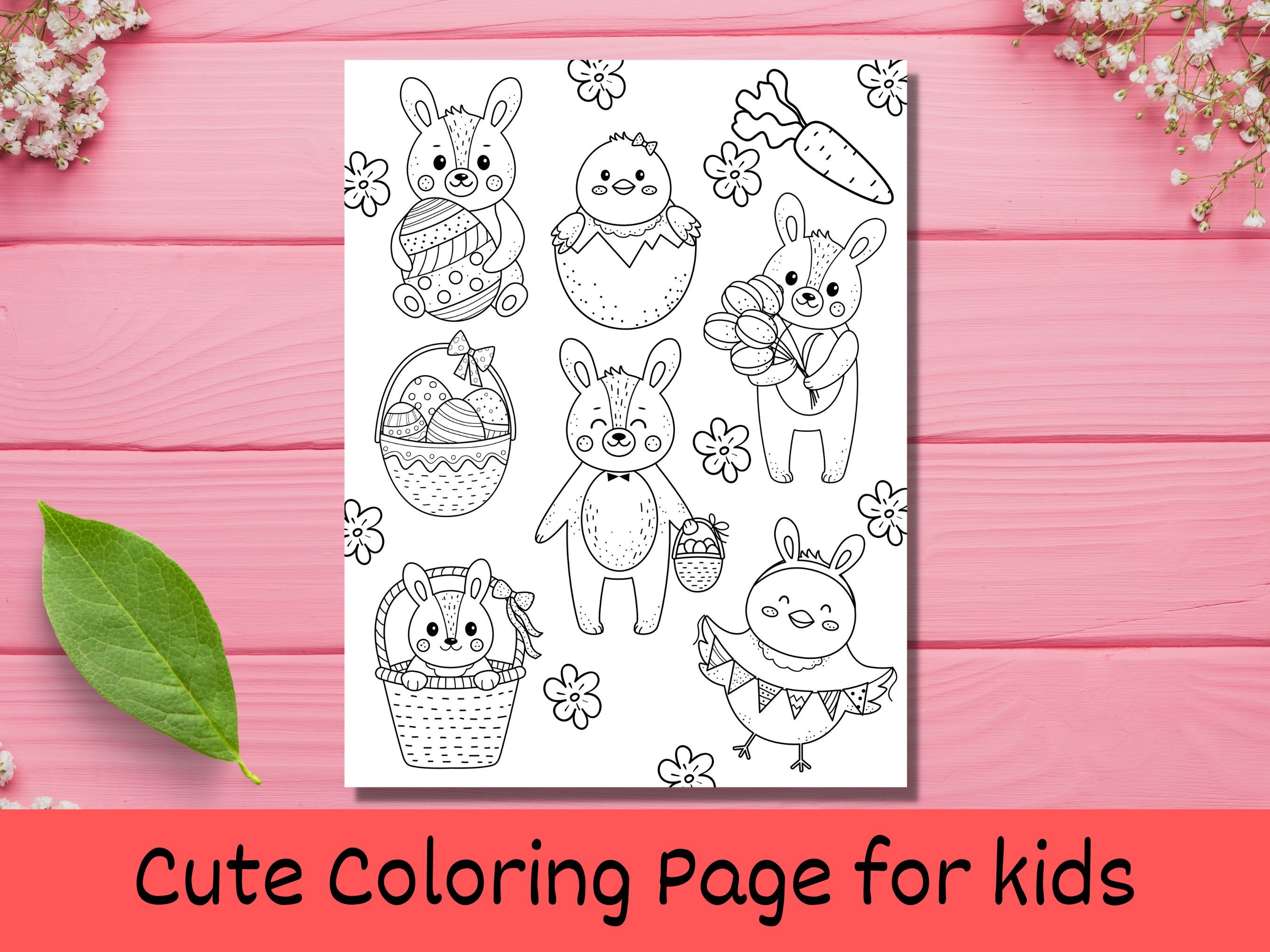 Cute Easter Coloring Page for Kids, Easter Printable Coloring Page ...
