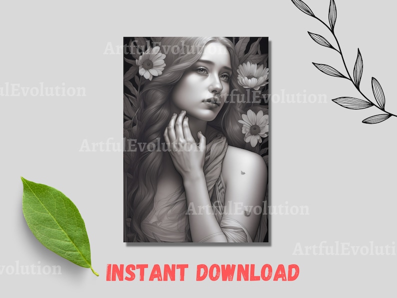 Realistic Grayscale Coloring Pages for Adult Printable Adult Coloring ...