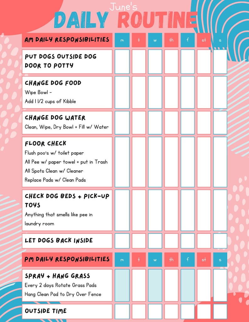 Laminated Dog Duties Chore Chart for Kids - Etsy