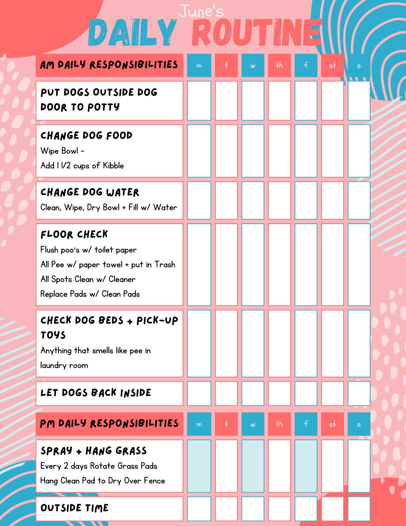 Laminated Dog Duties Chore Chart for Kids - Etsy