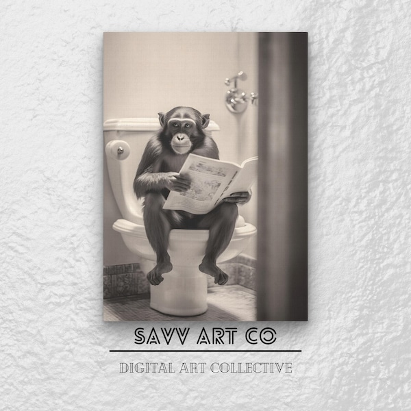 Monkey Reading Newspaper - Etsy