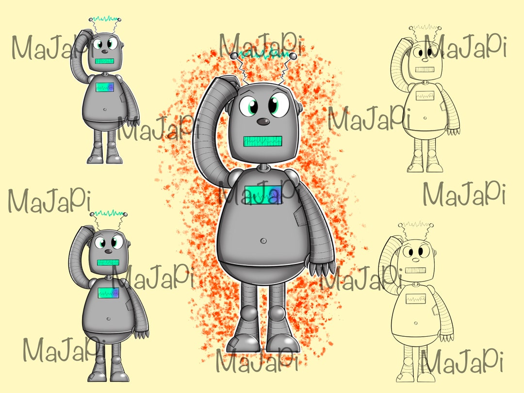 Robbi, What is Love Robot, Love, Digistamp, Illustration, Png, Plott - Etsy