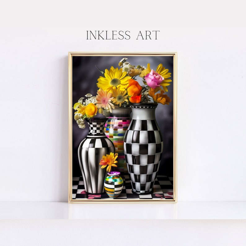 Printable Elegant Garden Delight Black and White Courtly Checkered ...