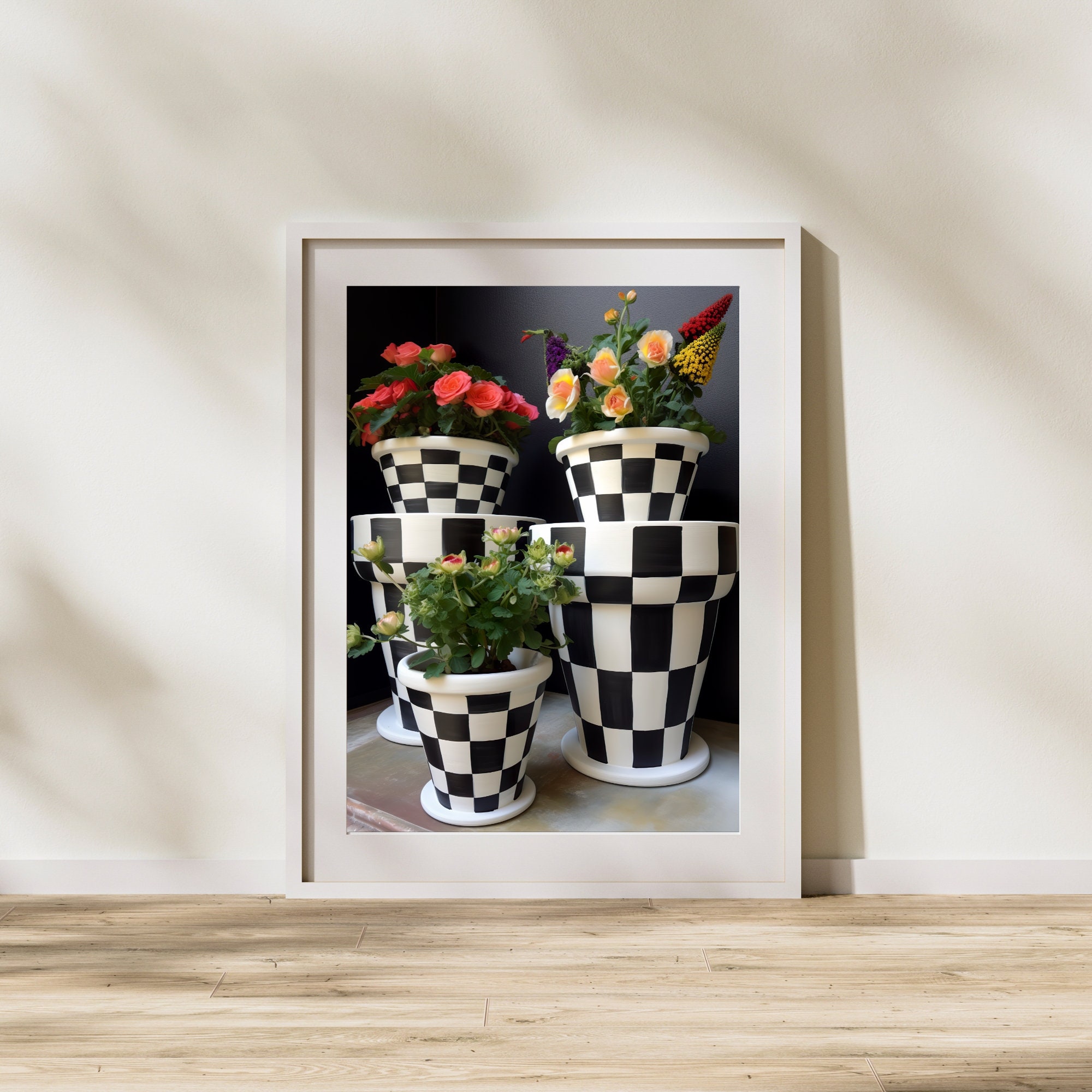 Printable Elegant Garden Delight Black and White Courtly Checkered ...