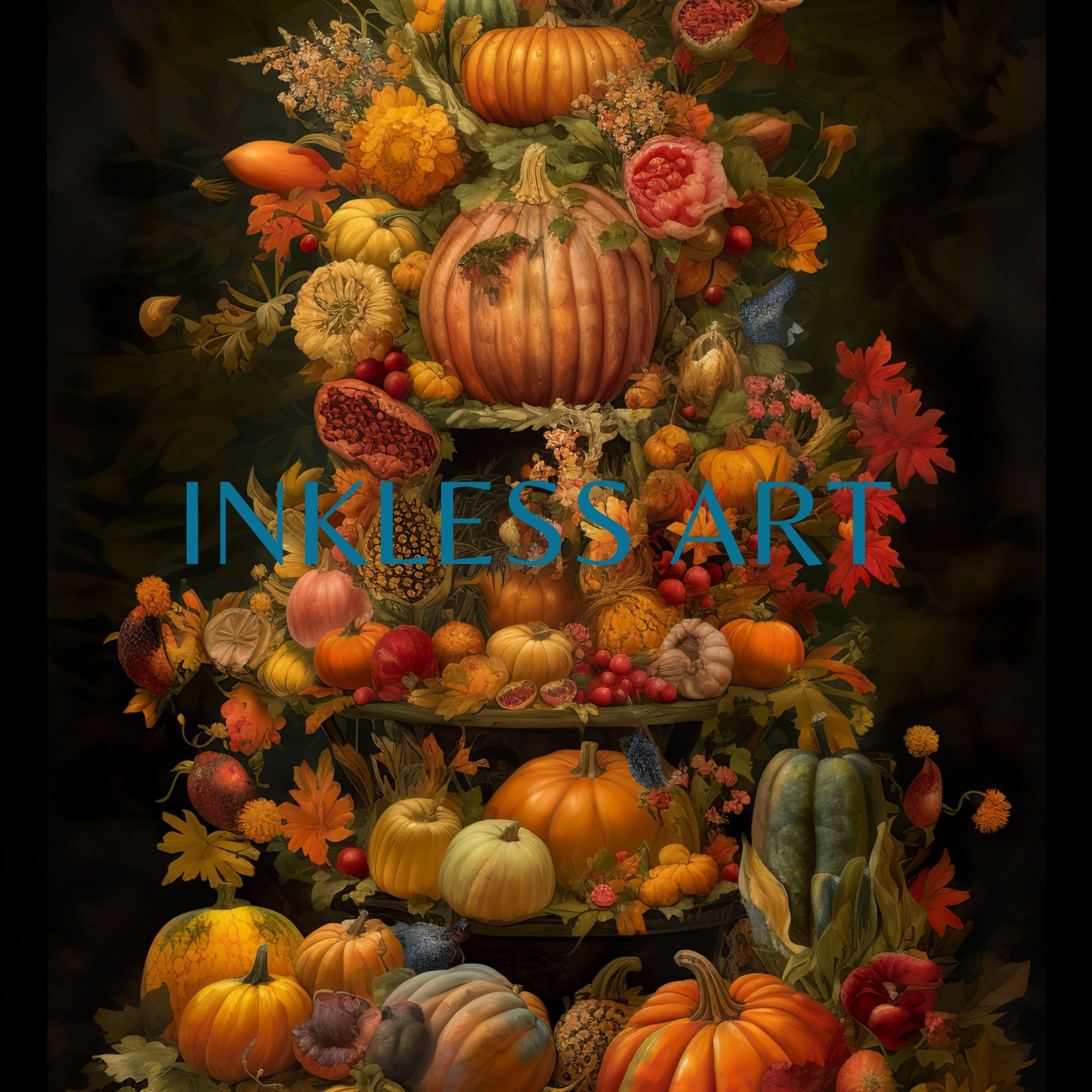 Autumn Pumpkins Digital Art | Wall Decor | Fall Home Decor | Farmhouse ...