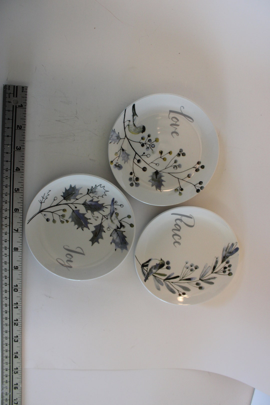 Fitz and Floyd, Set of Three Side Plates, 'peace, Joy, Love' - Etsy