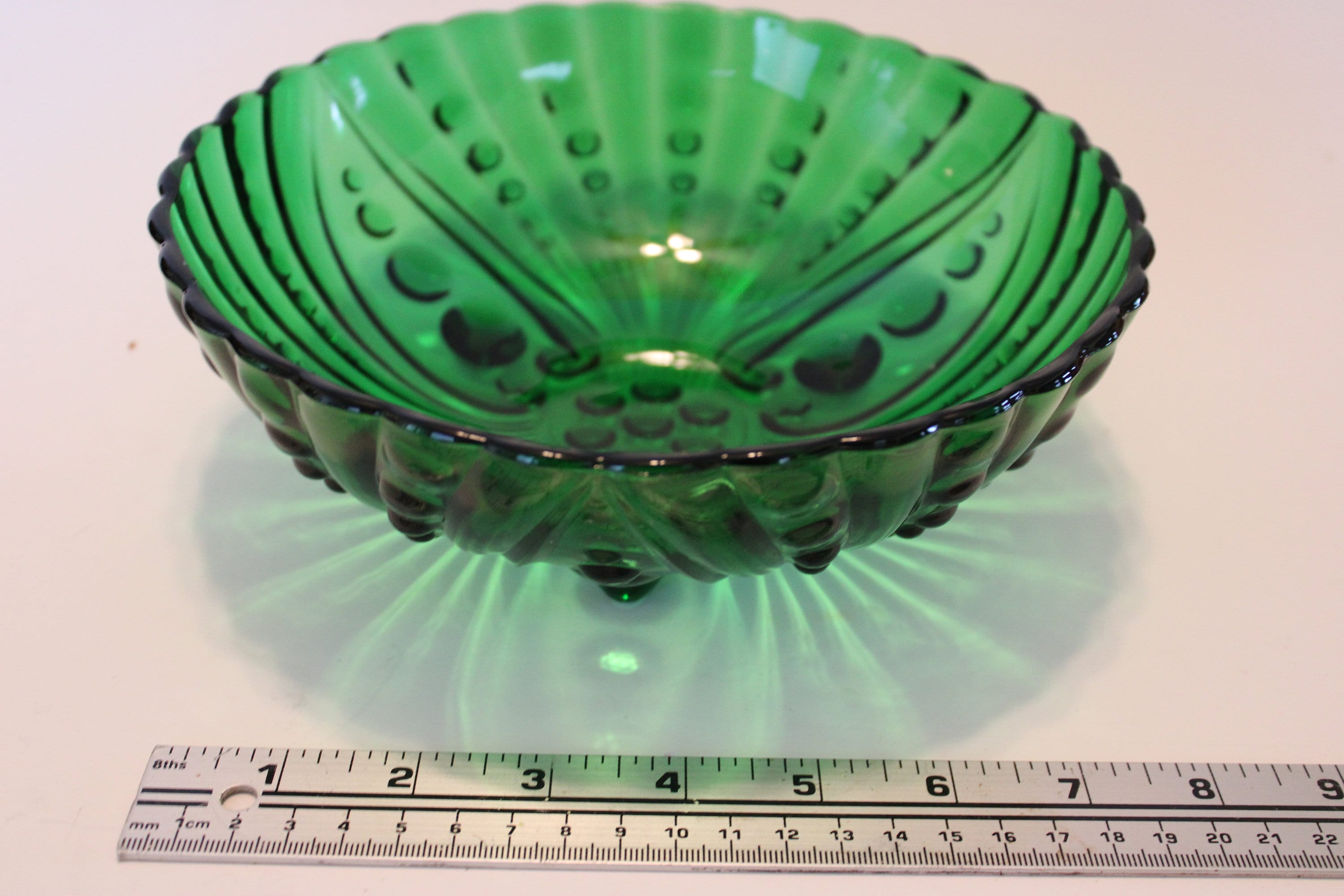 Green Depression Glass Serving Bowl, Footed, 8.5 Diameter, Anchor ...