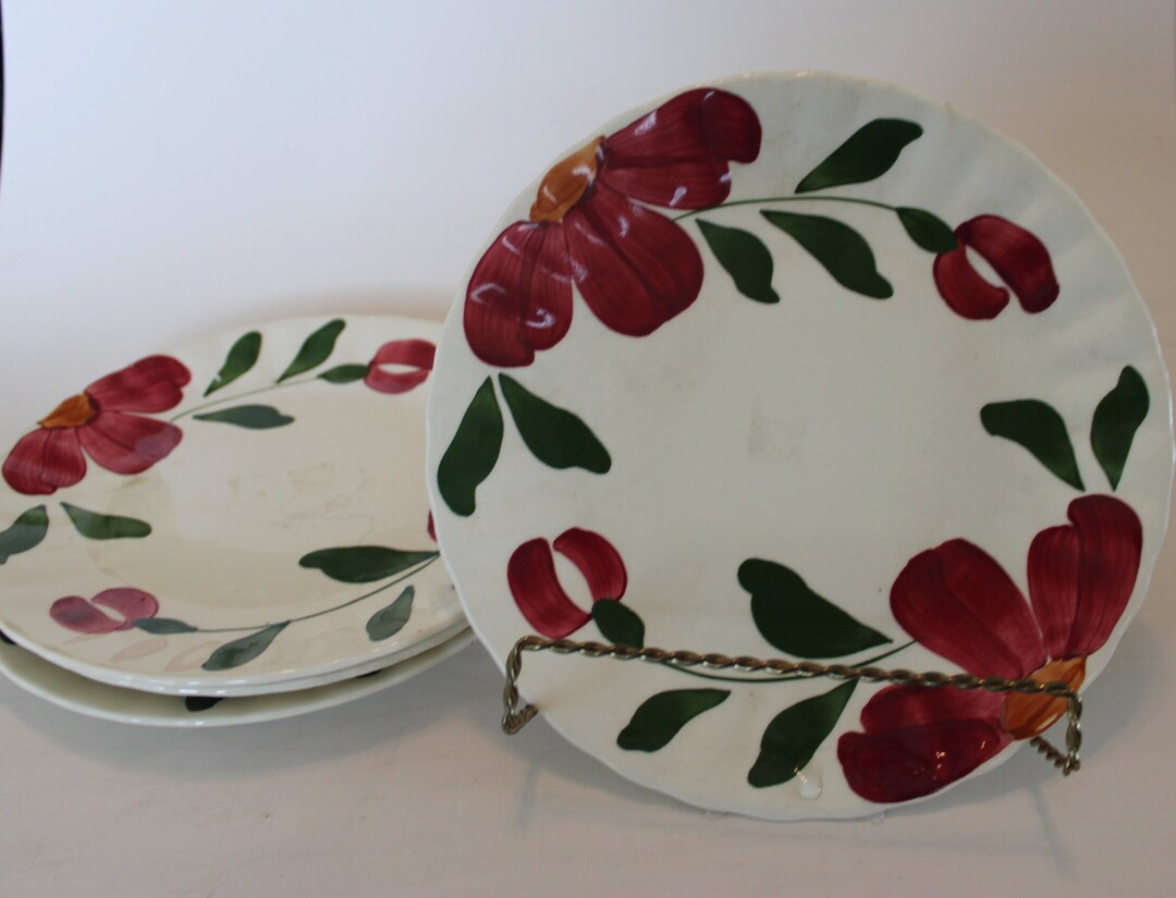 Set of FOUR Southern Pottery 8.5 Plate, Blue Ridge, Hand-painted ...