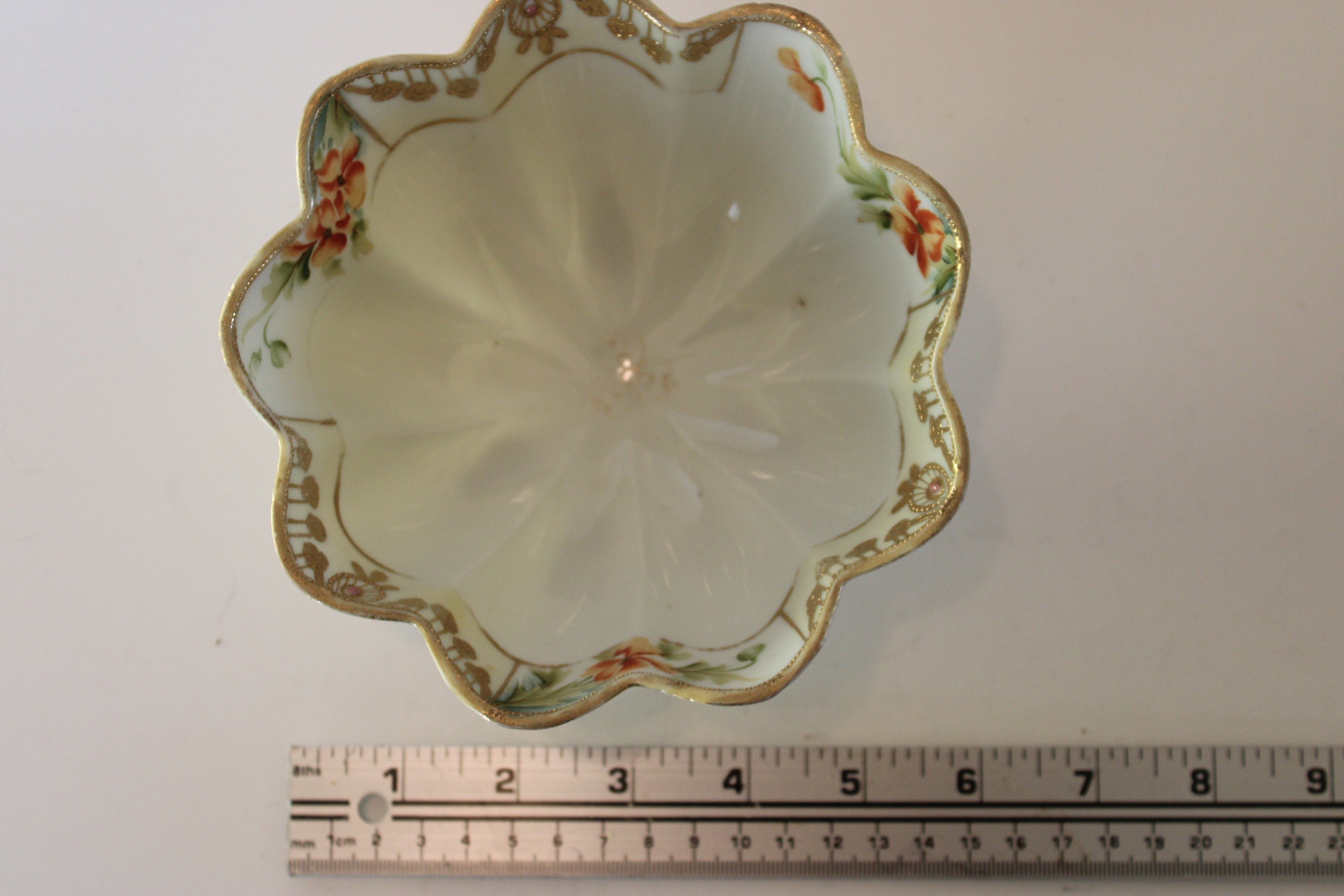 Nippon Hand-painted Candy/trinket Dish With Three Legs Fluted - Etsy