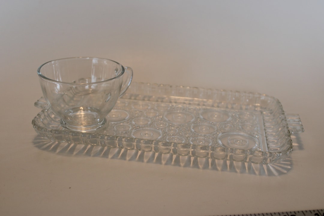 Glass Snack Tray, Rectangle 11" X 6", Complete With Punch Glass - Etsy