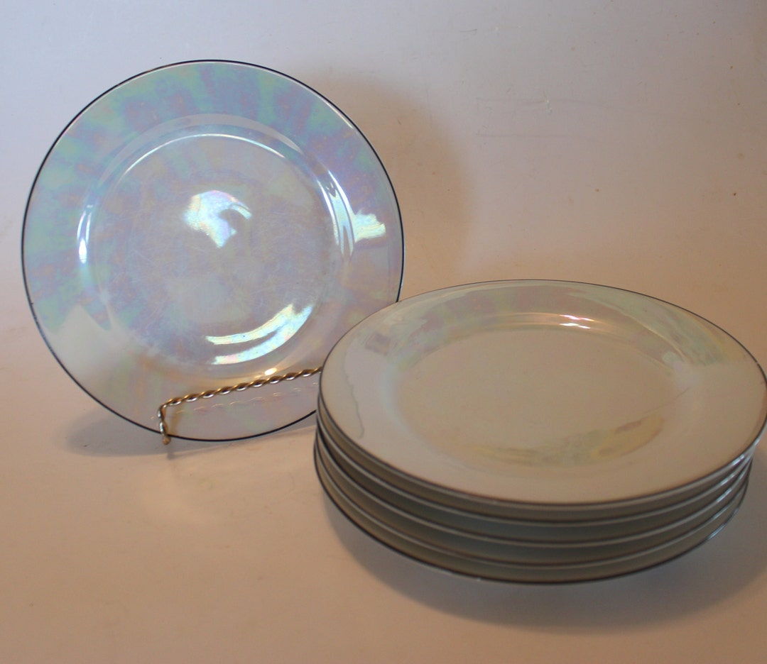 SET of SIX 7.75' Lusterware Side Plates With Gold Trim Z.S.& Co ...