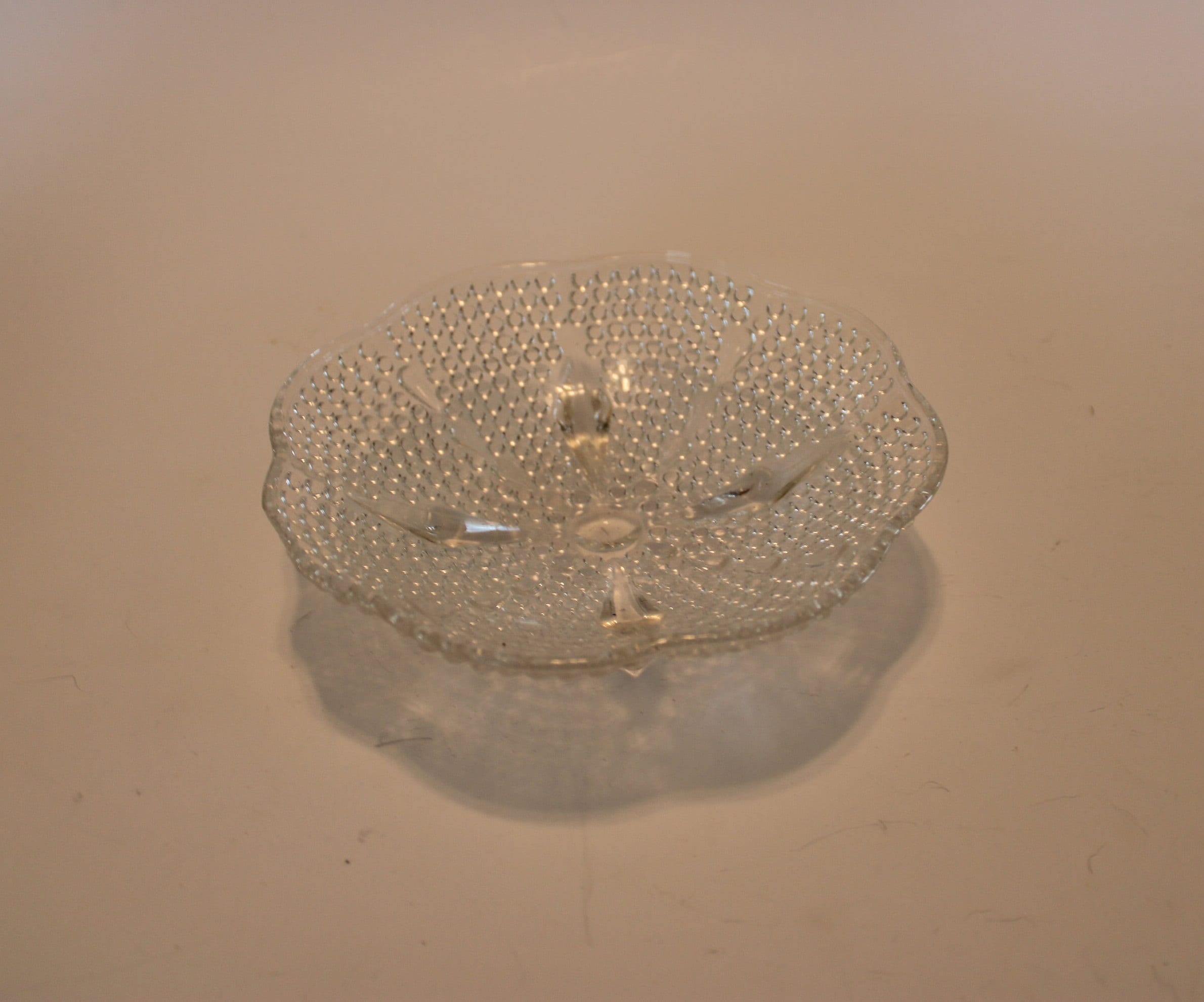 Round Beaded Glass Bowl With Three Feet 6 Diameter Etsy