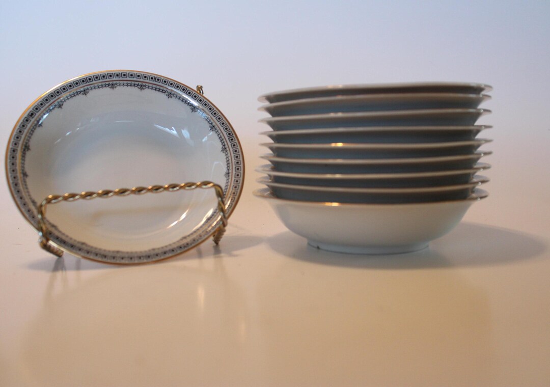 SET of TEN Z.S. & Co. 5 Inch Berry Bowls, Domino / Checker Design ...
