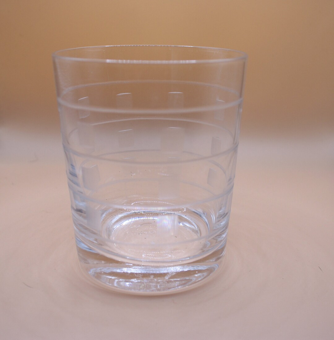 12oz Glass, Etched Squares and Horizontal Lines, 4" Tall - Etsy