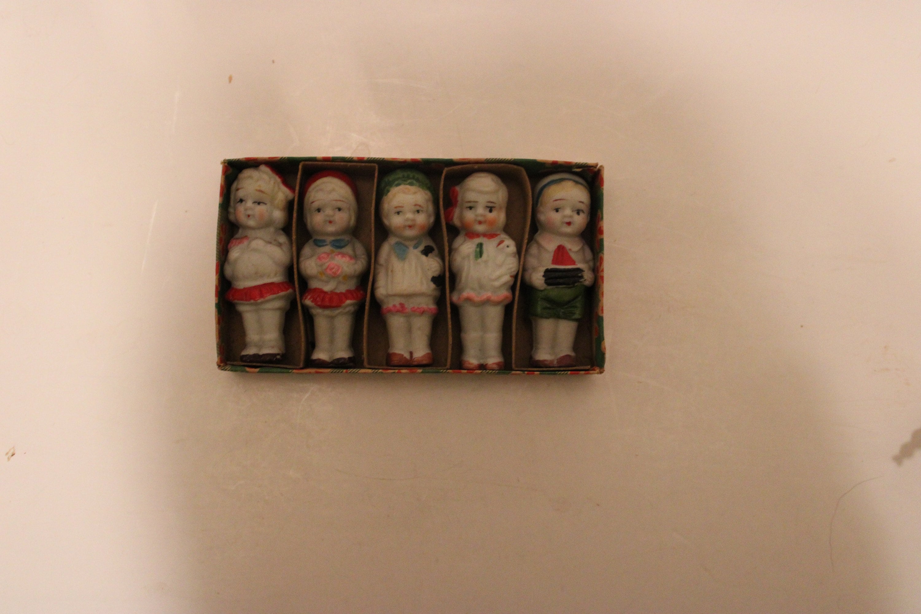 Five Miniature Penny Dolls 4 Girls, 1 Boy Each Numbered, in Original ...