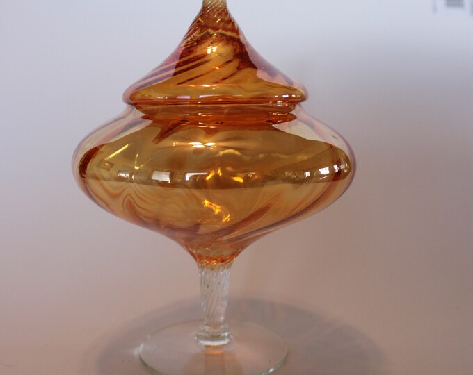 Tall Elegant Glass Candy Dish, Orange Glass, Stemmed - Etsy
