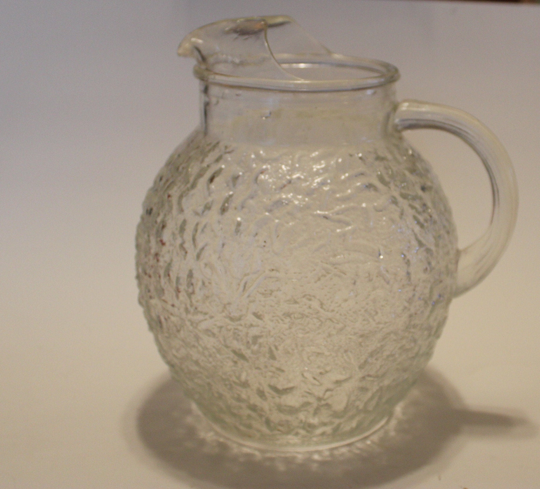 Vintage Frosted Glass Ball Pitcher Lido Milano Anchor - Etsy