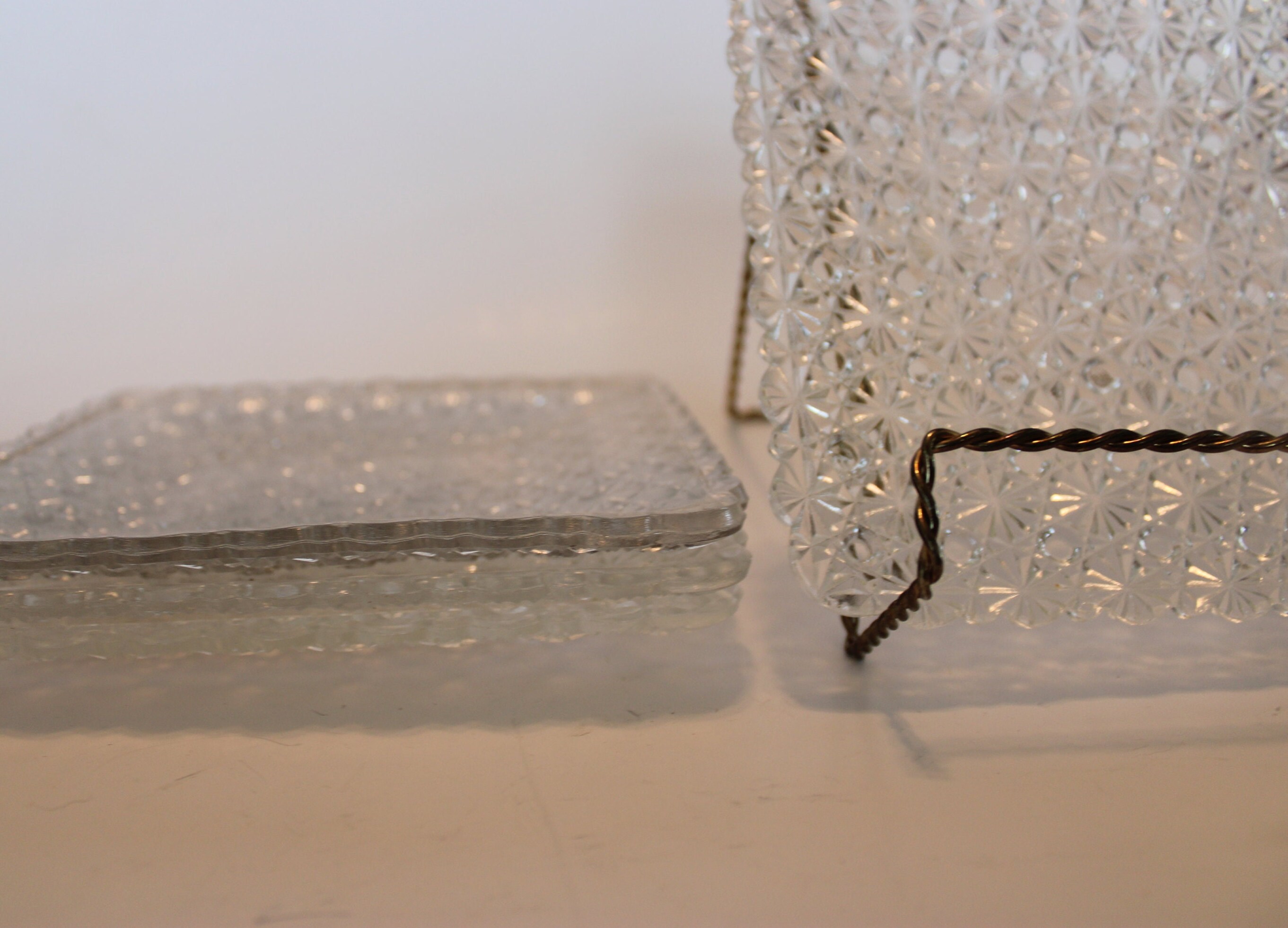 Set of FOUR 7 Square Cut Glass Dishes - Etsy