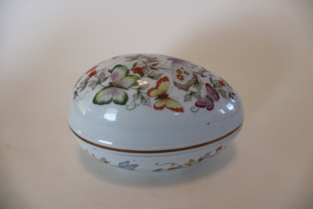 Avon China Egg Container, Fine Porcelain Decorated With Butterflies and ...