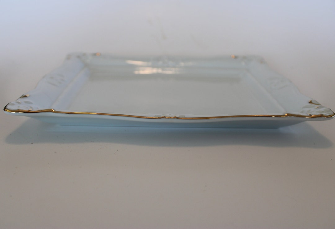 8" X 10" White Rectangular Serving Dish With Gold Trim. Made in Japan ...