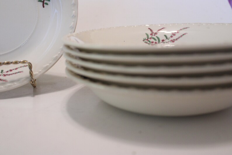 SET of SIX Crooksville China Co. 8" Bowls Featuring Pink Flowers and ...