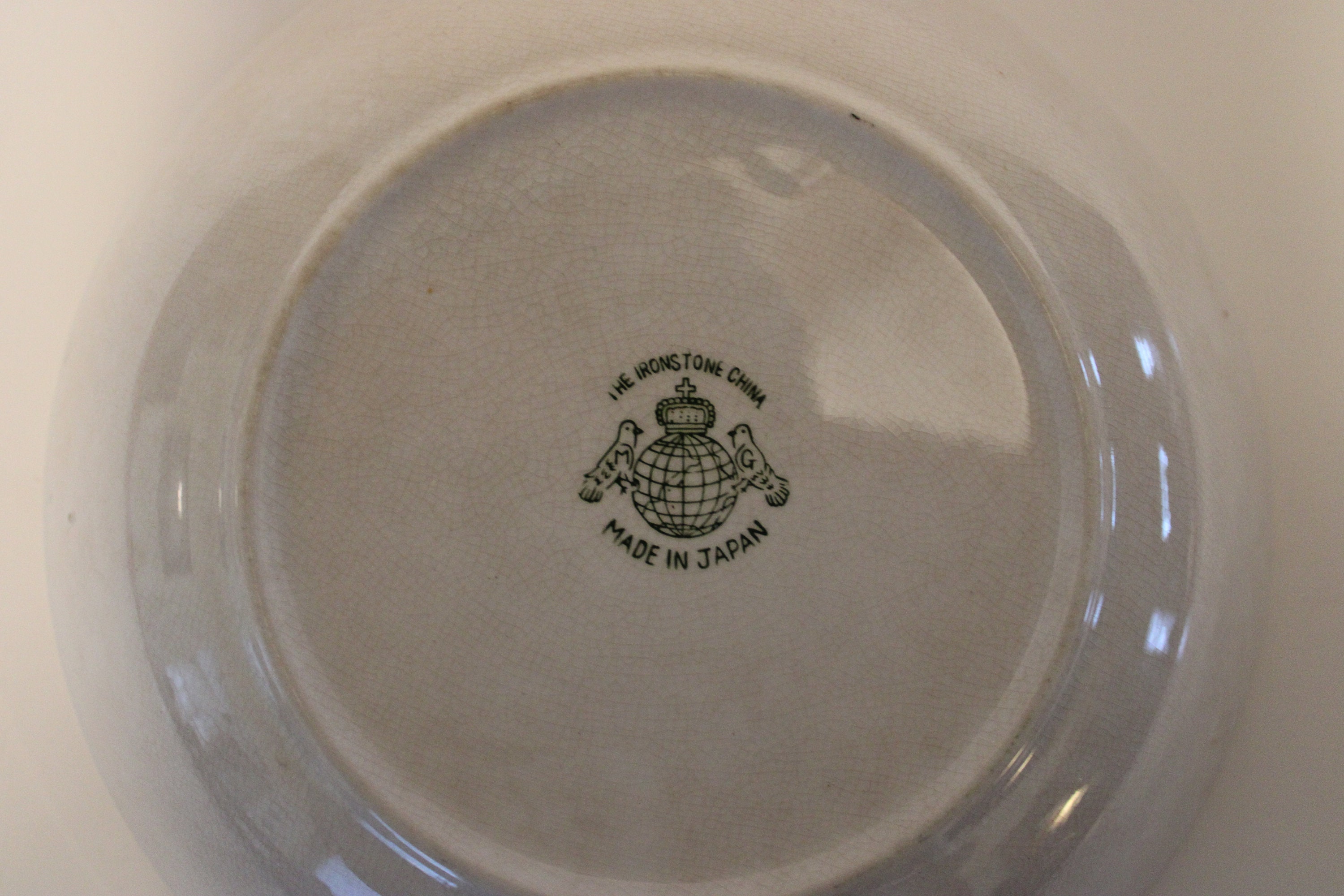 The Ironstone China, Made in Japan, Bowl, Marked M and G With Two Birds ...