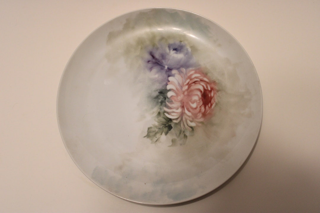 Hand-painted Flower Plate, 10", No Markings - Etsy