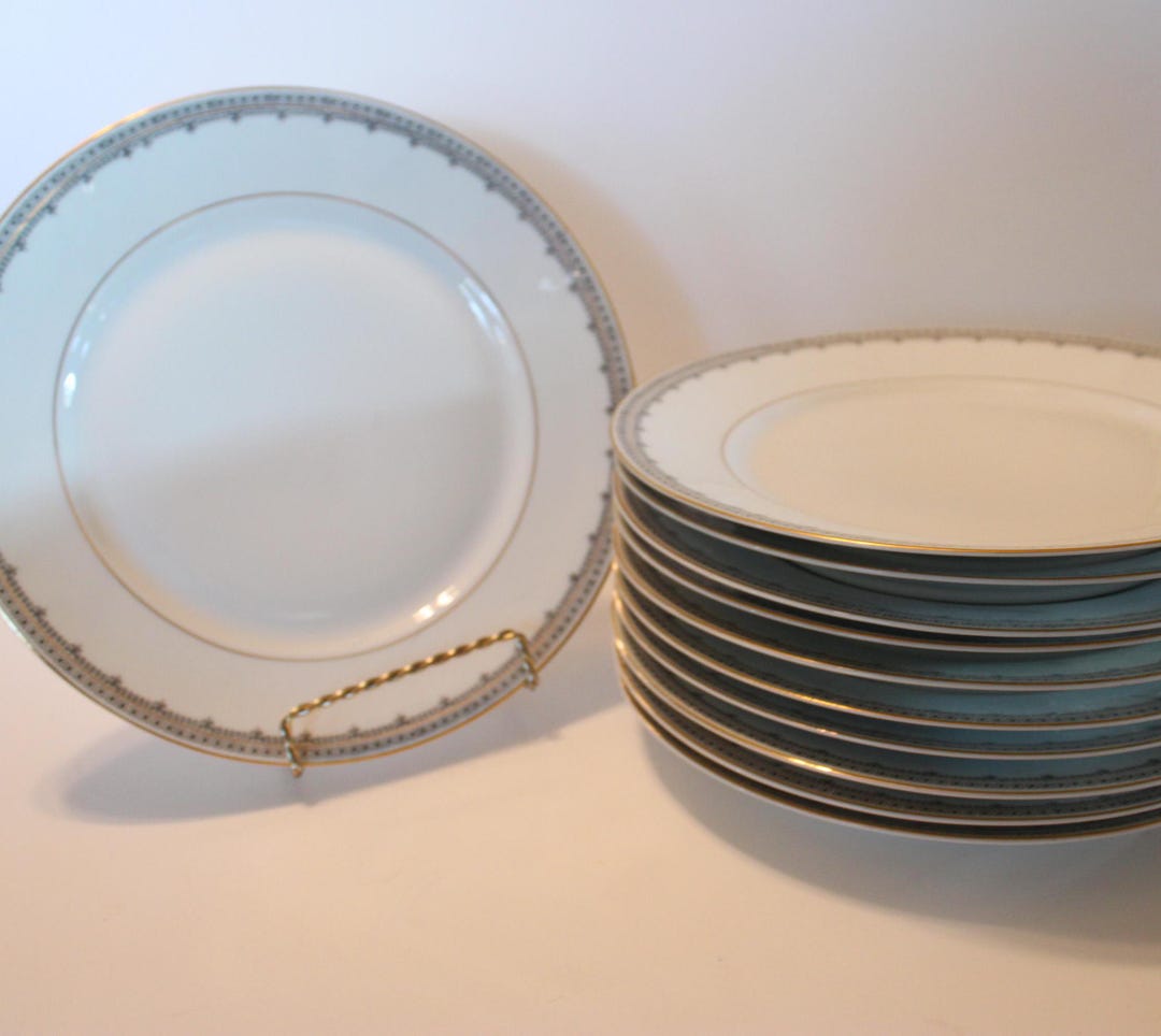 SET of TEN Z.S. & Co. 9.75 Inch Dinner Plates, Domino / Checker Design ...