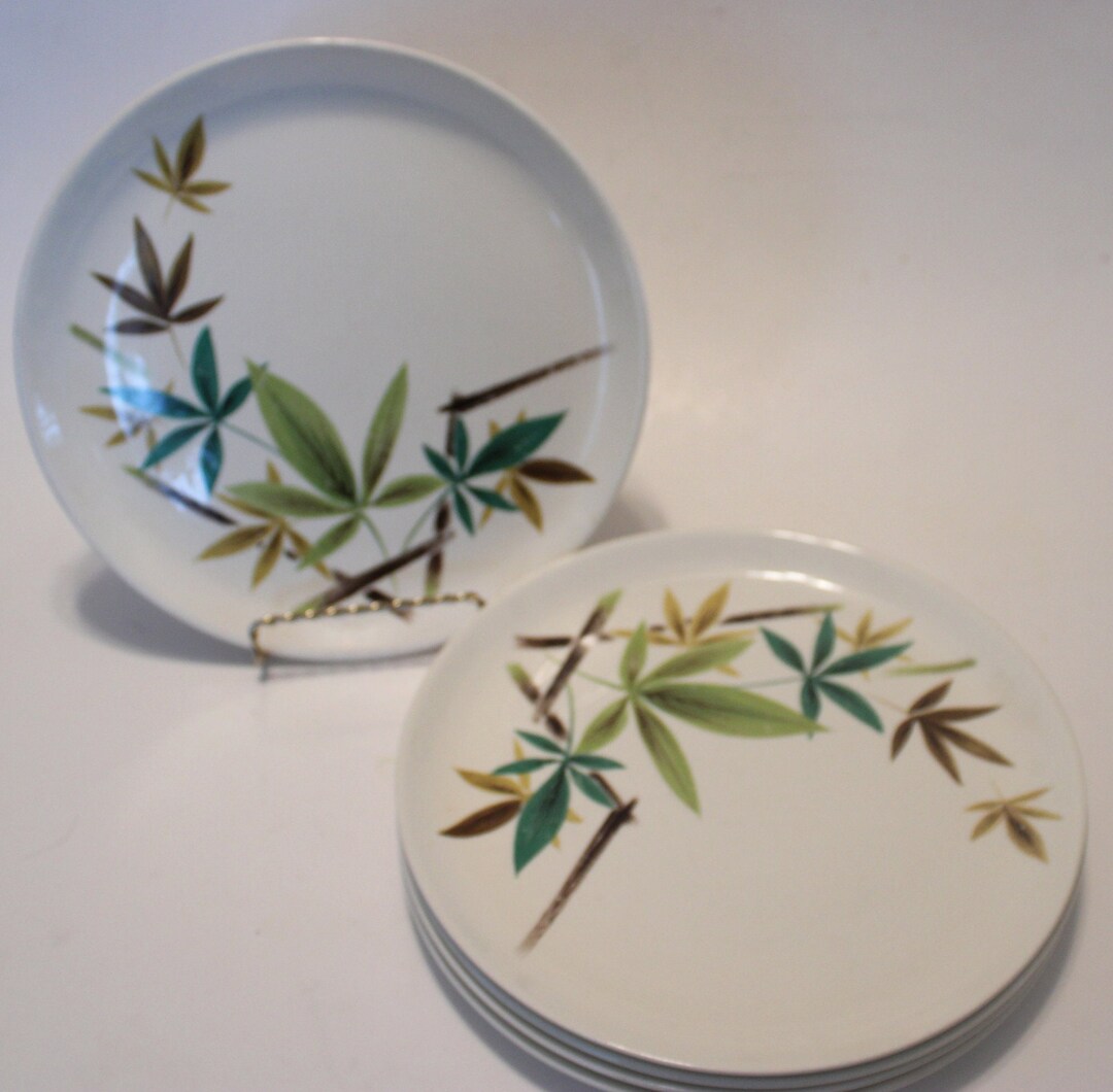 SET of 5 Woodland Dinnerware by Salem China Company, 9.25 Dinner Plates ...
