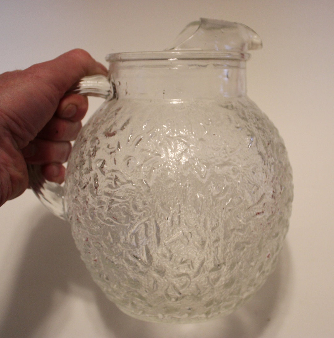 Vintage Frosted Glass Ball Pitcher, Lido Milano, Anchor Hocking, 96oz ...