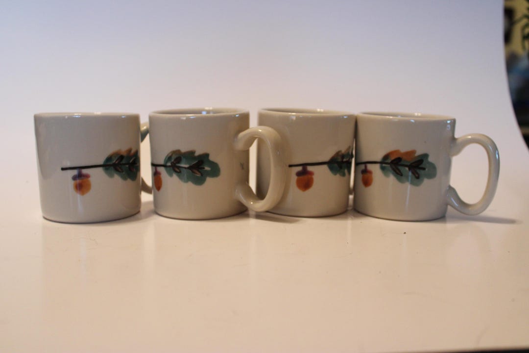 SET of FOUR Hartstone Pottery 5oz Mugs With Oak Motif - Etsy