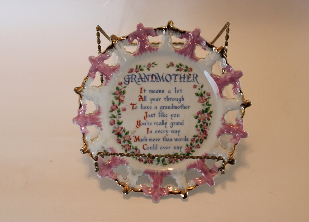 Grandmother Plate, Ornate, 'it Means a Lot All Year Through...' - Etsy