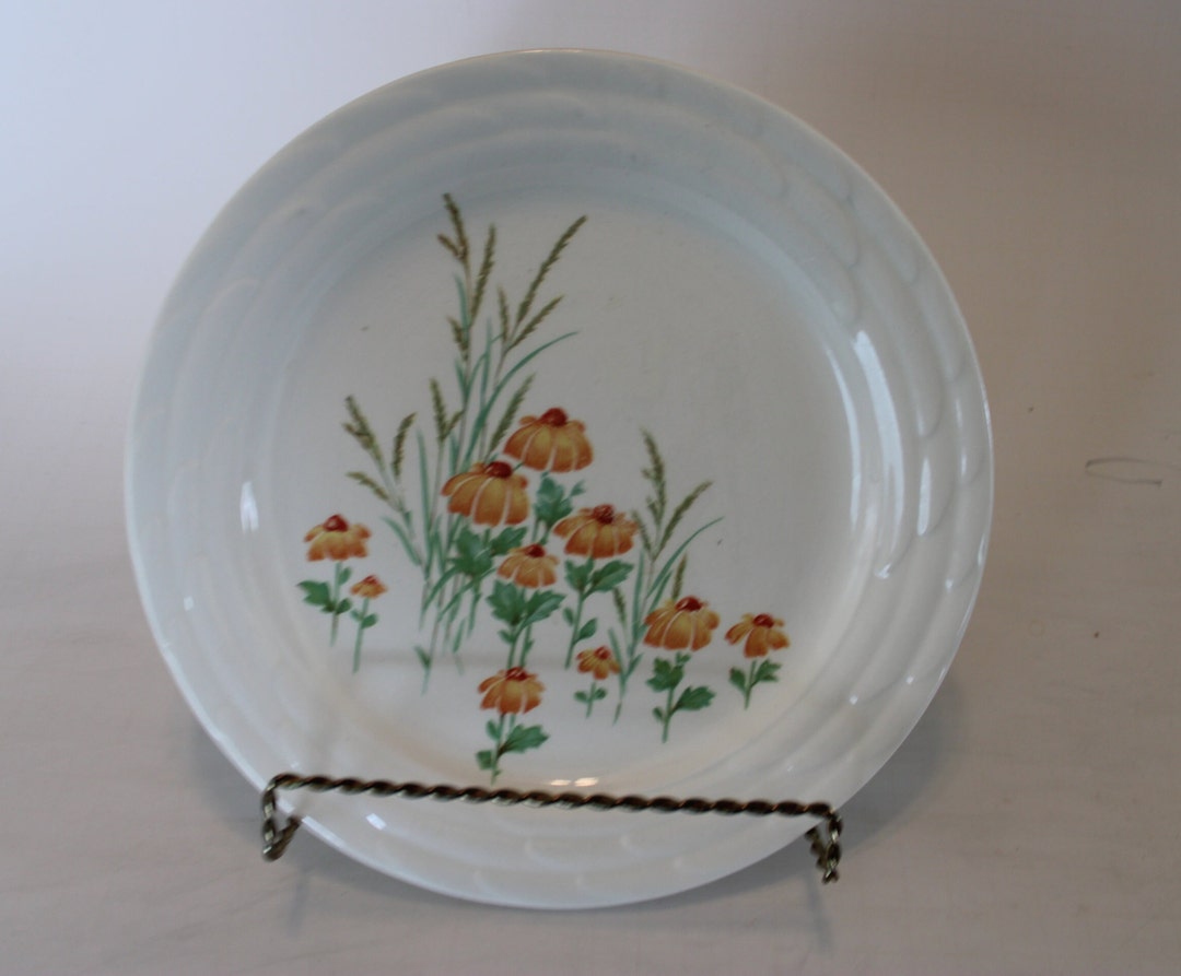 Susanne by Stetson 9" Plate With Orange Flowers, and Grass - Etsy