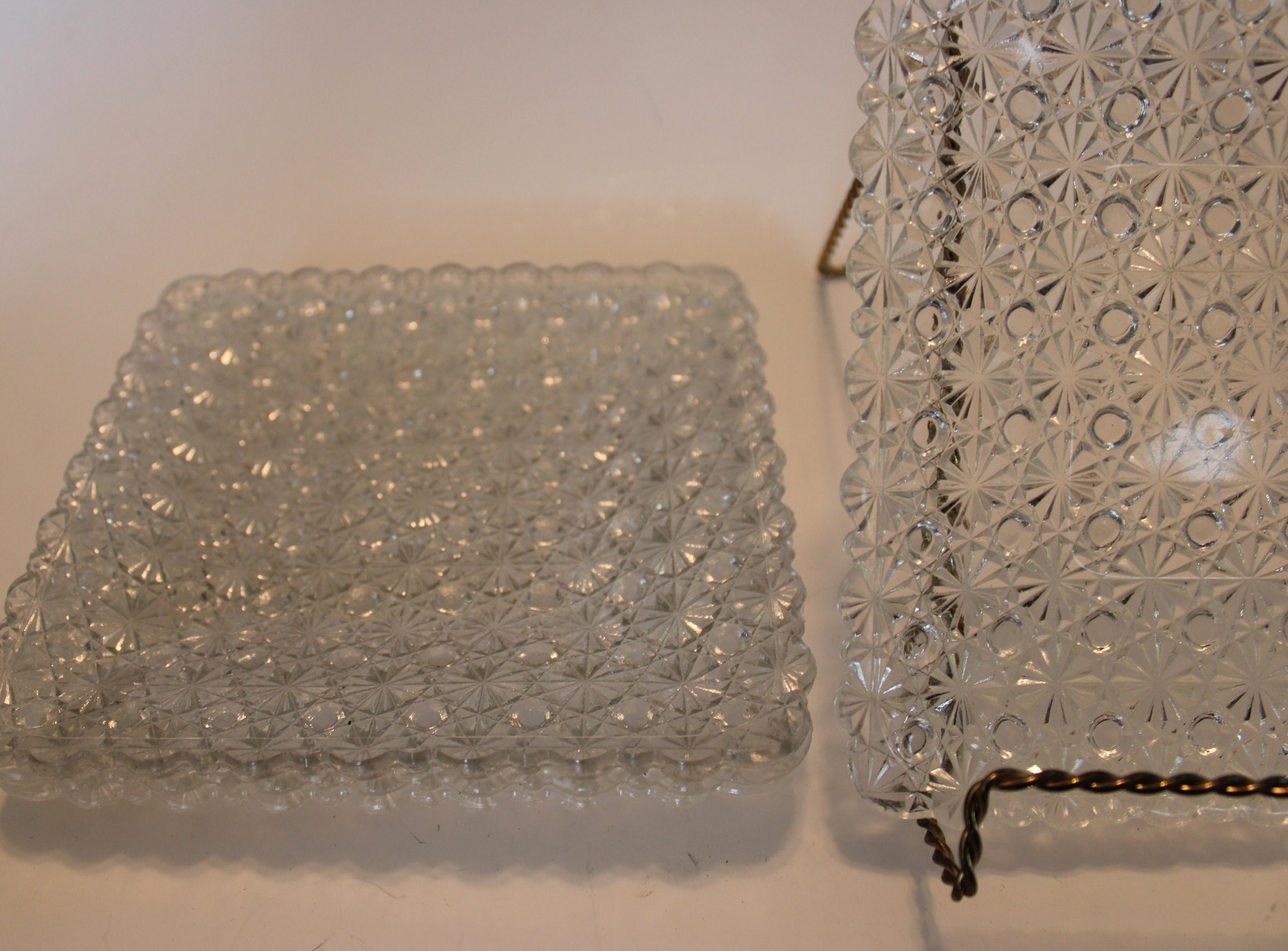 Set of FOUR 7 Square Cut Glass Dishes - Etsy