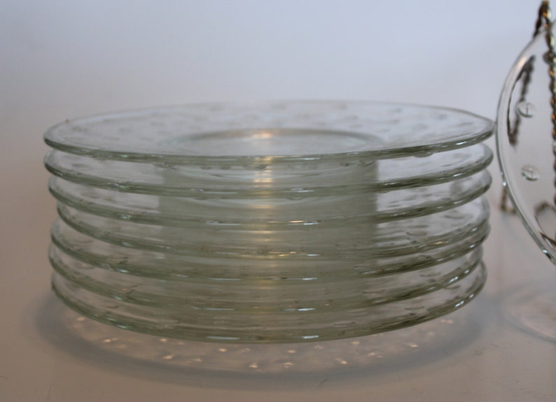 SET of EIGHT 8 Hobnail Pressed Glass Plates - Etsy