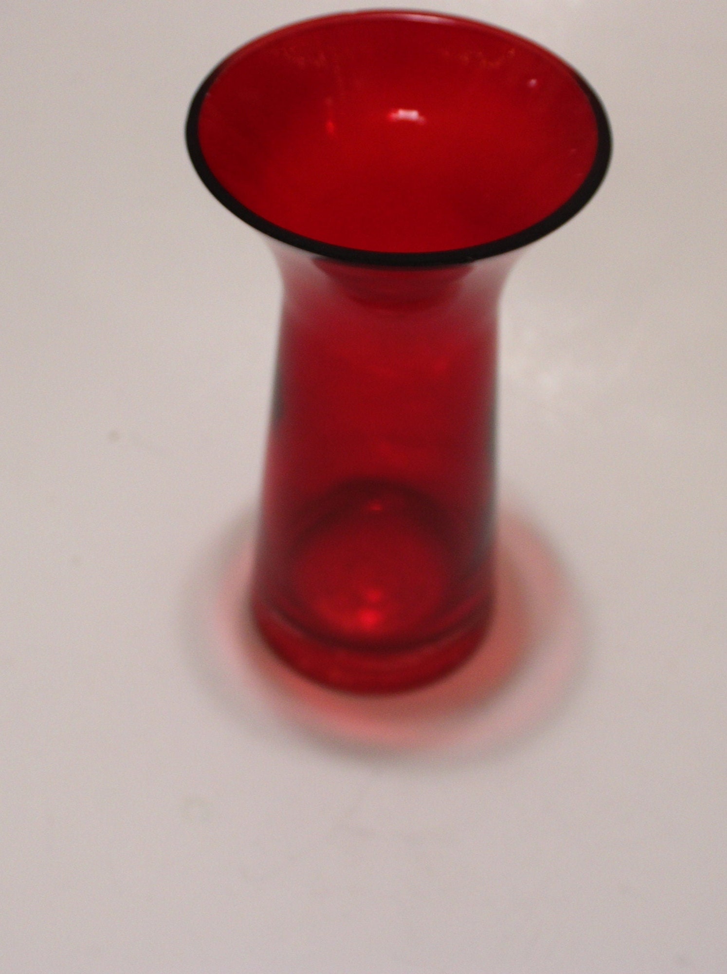 Red Glass Vase, Fluted - Etsy