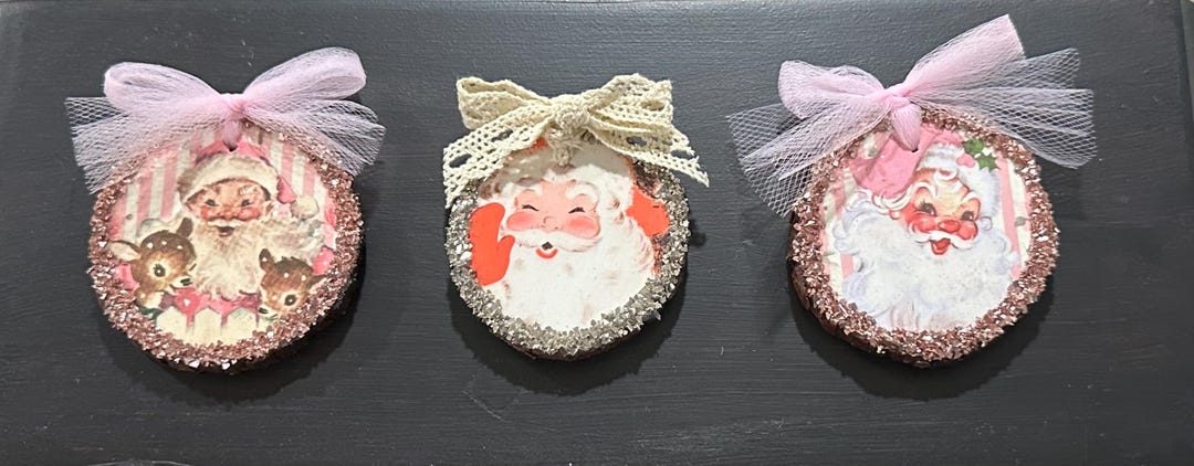 Sweet Handmade Santa Wood Slice Christmas Ornaments - Choose 1 ...