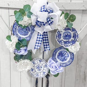 Handmade Chinoiserie Blue & White Vintage Plate Wreath - One of a Kind ...