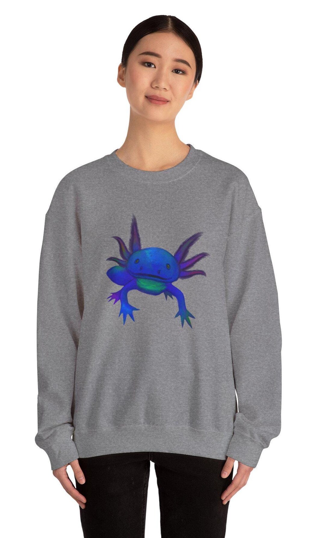 Unisex Axolotl Crewneck Sweatshirt Colorful Axolotl Design Cute Sweater ...