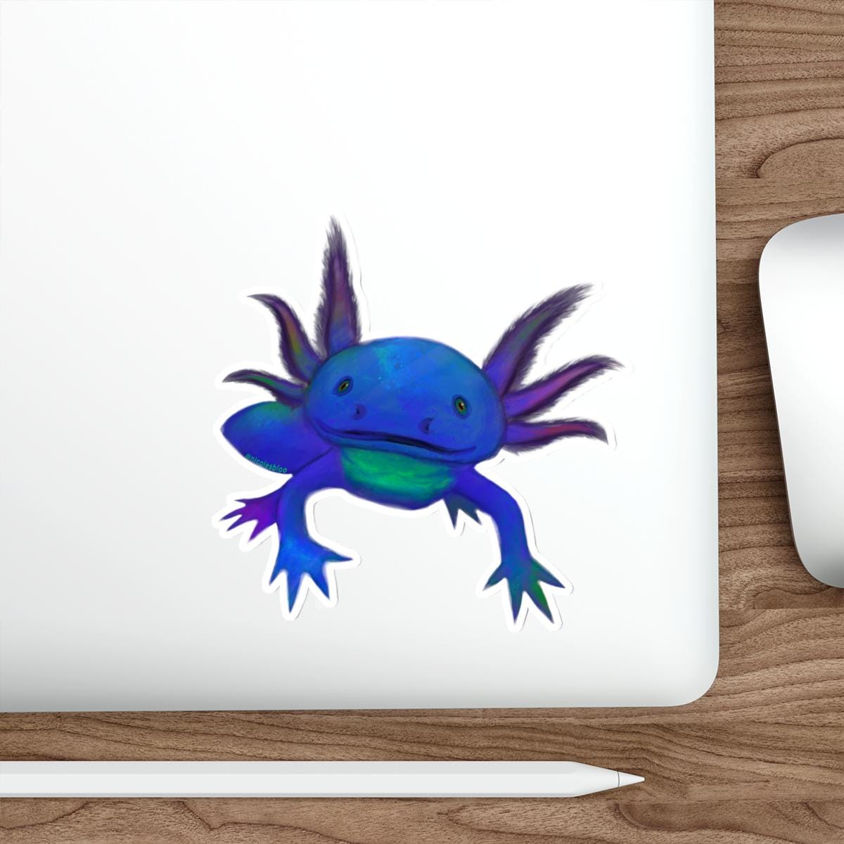 Rainbow Axolotl Die-cut Sticker | Digital Art Printed Sticker | Water ...