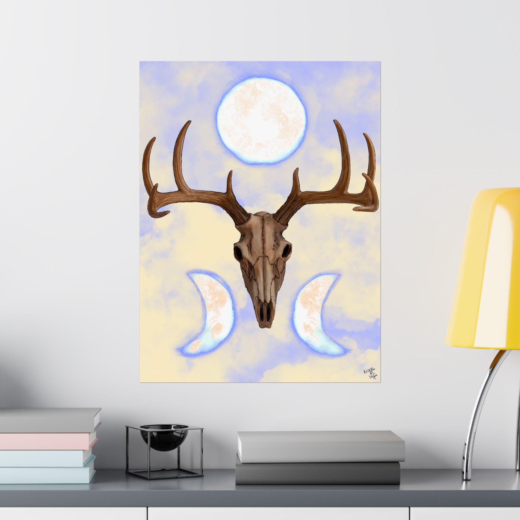 Celestial Deer Skull Poster | “cycle” | Triple Moon Digital Artwork ...
