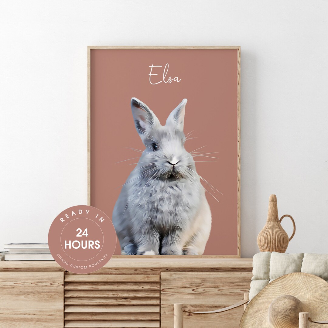 Rabbit Portrait, Custom Pet Portrait, Rabbit Owner Portrait, Pet ...