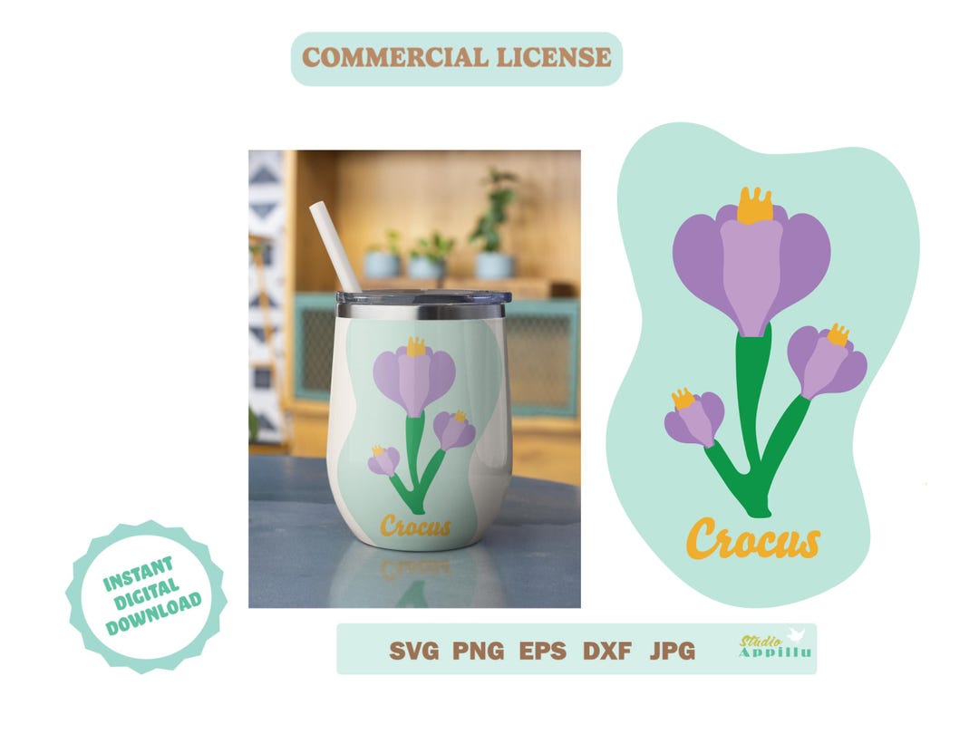 Flower SVG I Layered Flower SVG I Spring Floral SVGI Crocus Vector Art ...