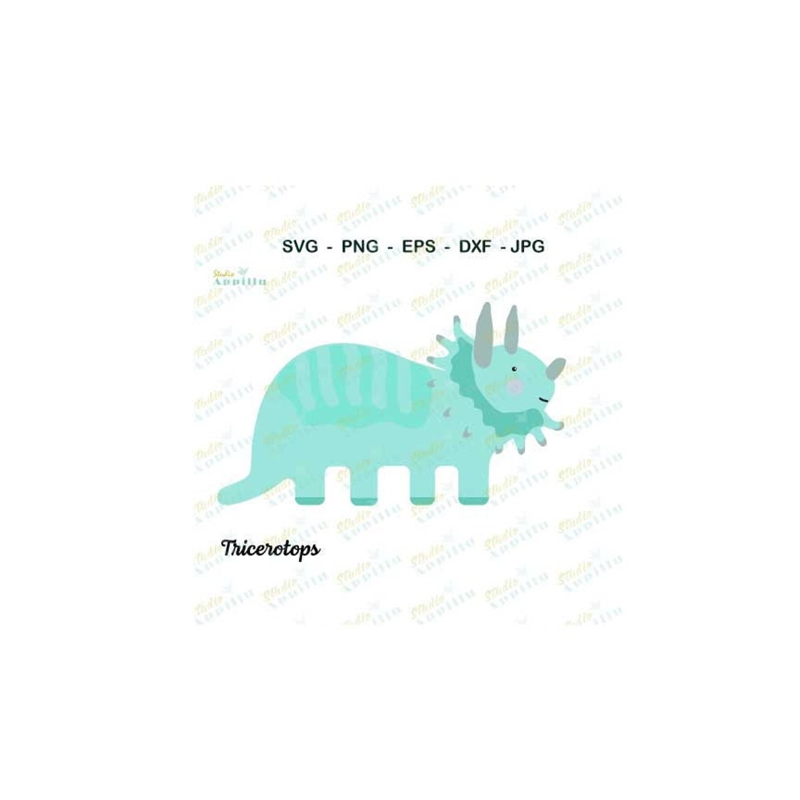 Dinosaur SVG I Dinosaur Clip Art I Triceratops Dinosaur Vector Art I ...