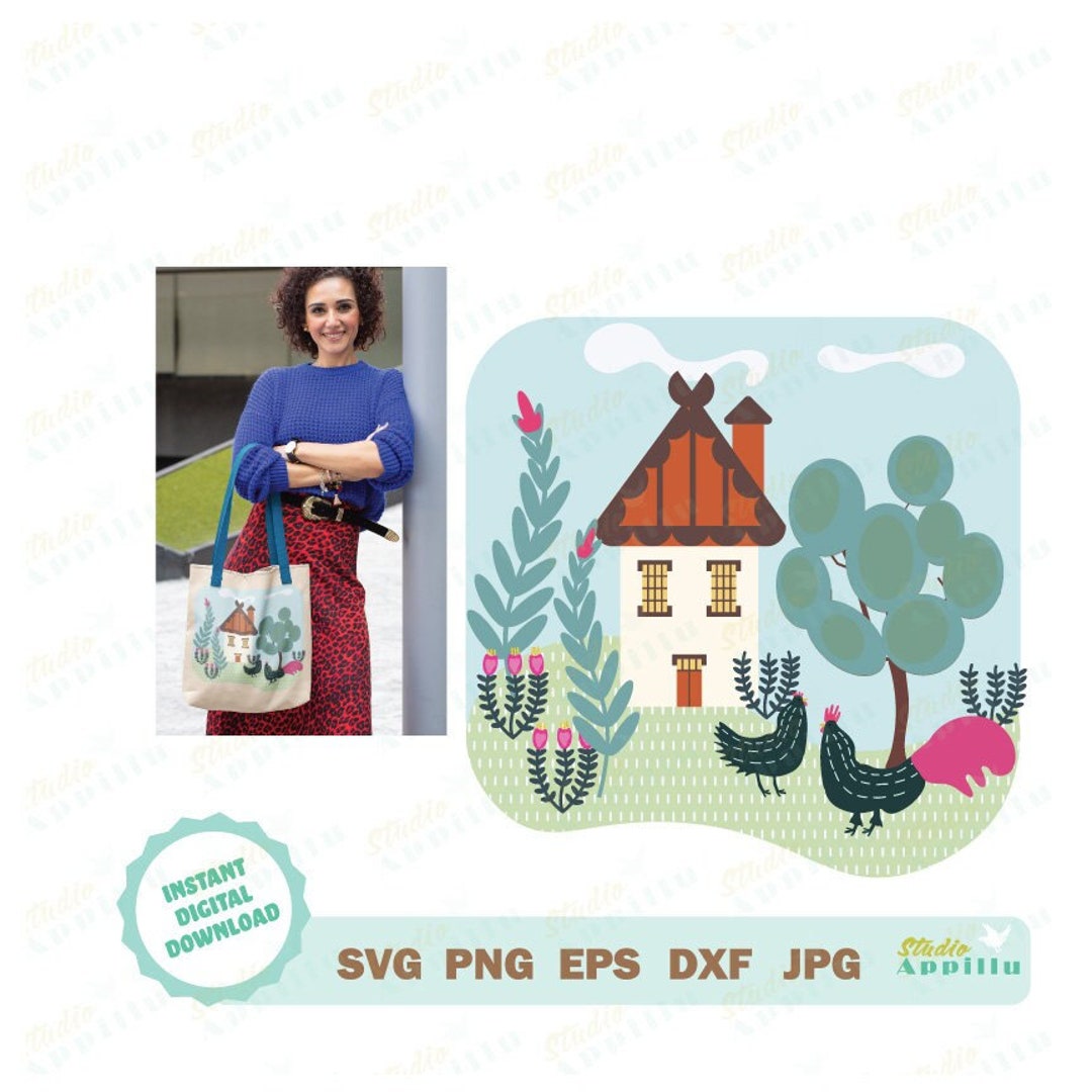 Country House Svg, Chickens Svg, Rooster Svg, Country House With ...