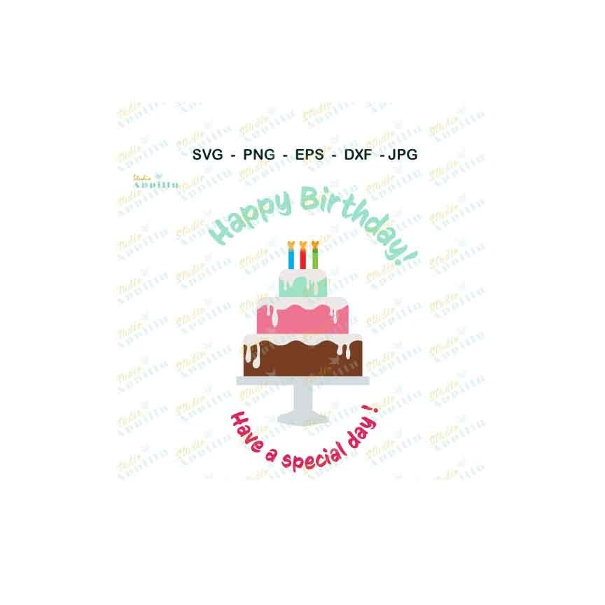 Birthday Cake SVG Tiered Cake With Drippy Frosting SVG Happy - Etsy