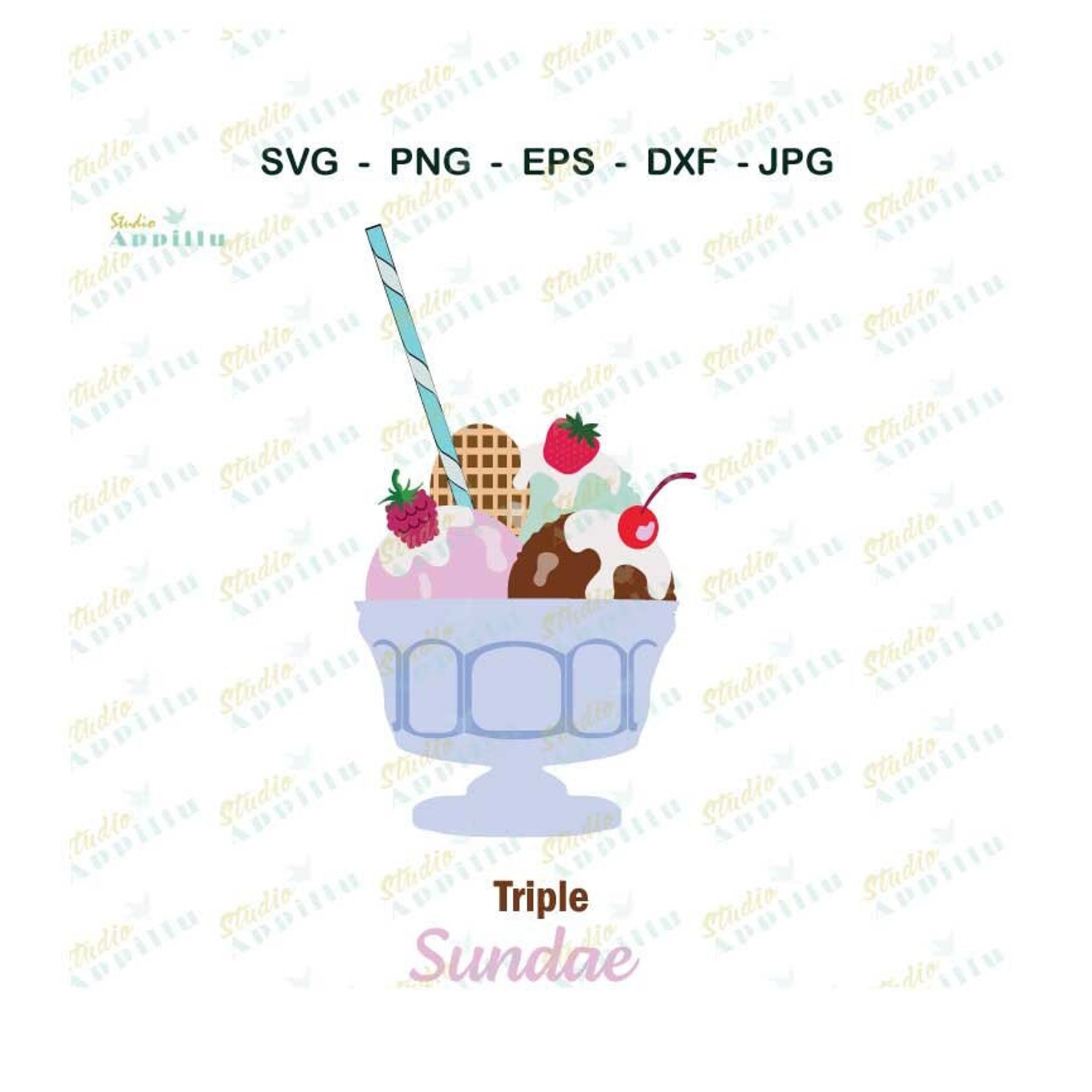 Ice Cream Svg Triple Sundae Svg Chocolate Strawberry Mint Svg Ice