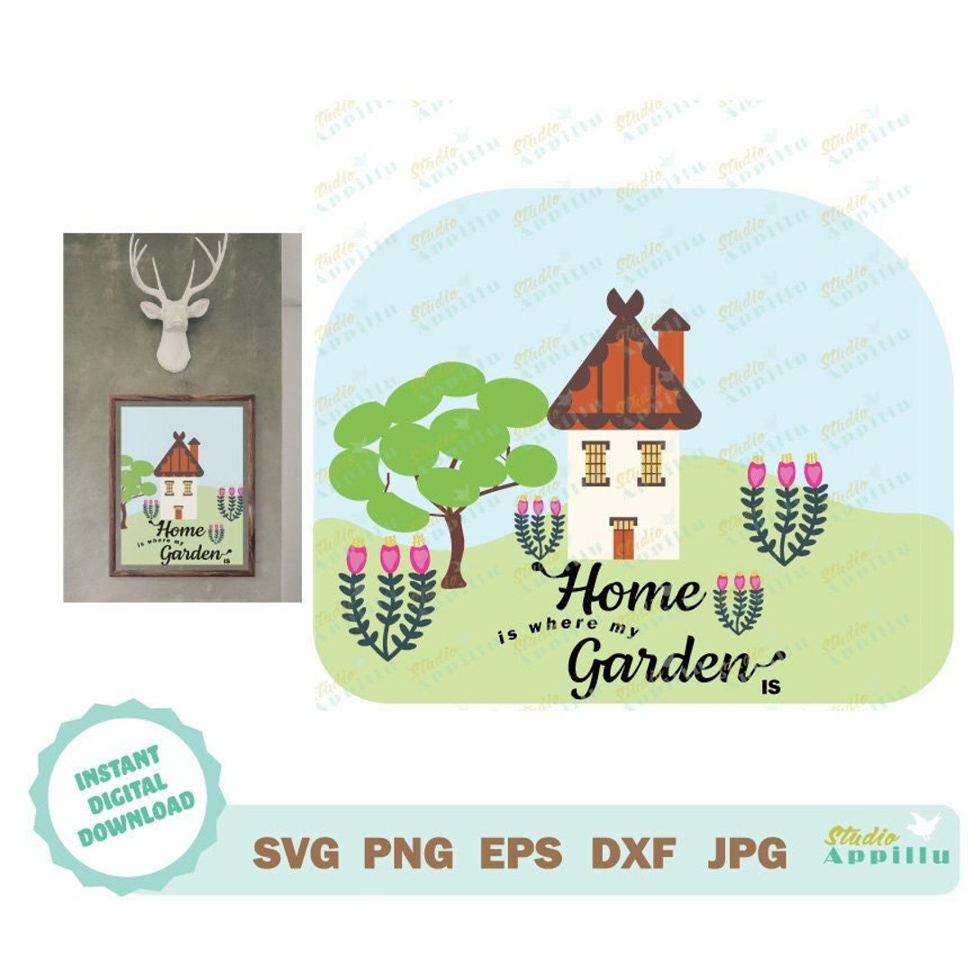 House Svg, Country House Svg, Pink Flowers Svg, Whimsical House Clipart ...