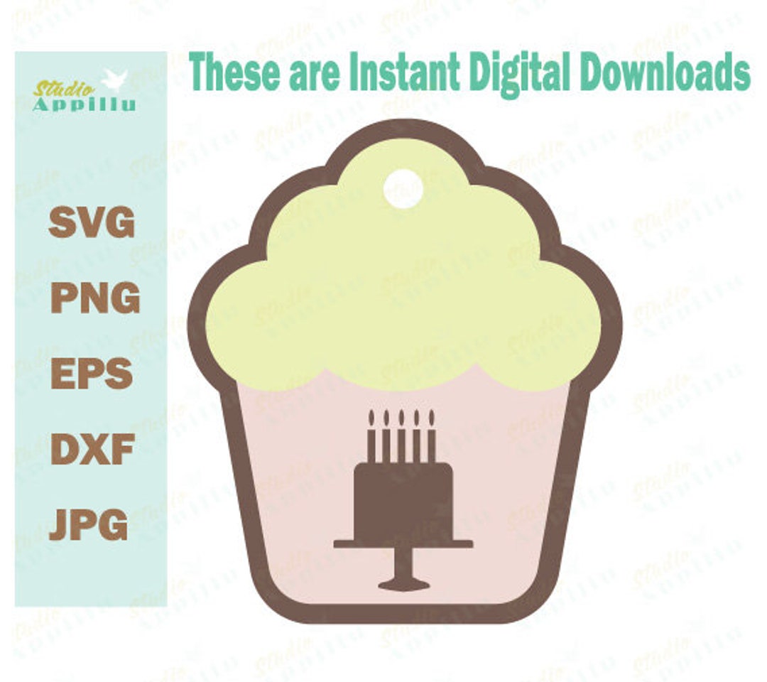 Birthday Gift Tag SVG, Party Cupcake Tag Svg, Favor Tag Clip Art, Gift ...